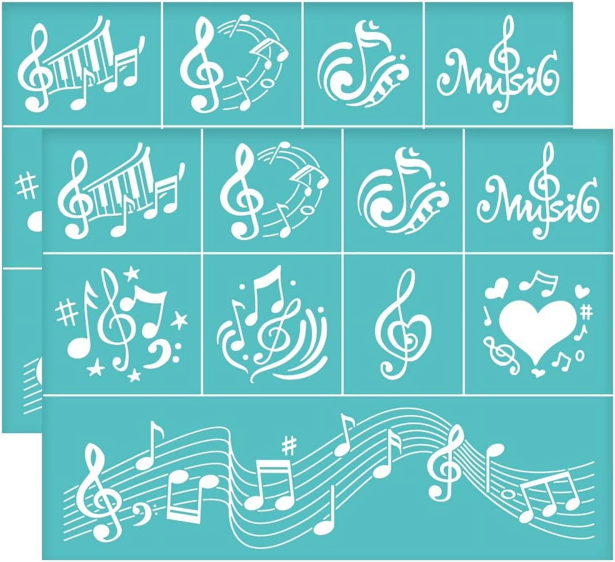 2Pcs 11x8.6 Inch Self-Adhesive Silk Screen Printing Stencil Music Note ...