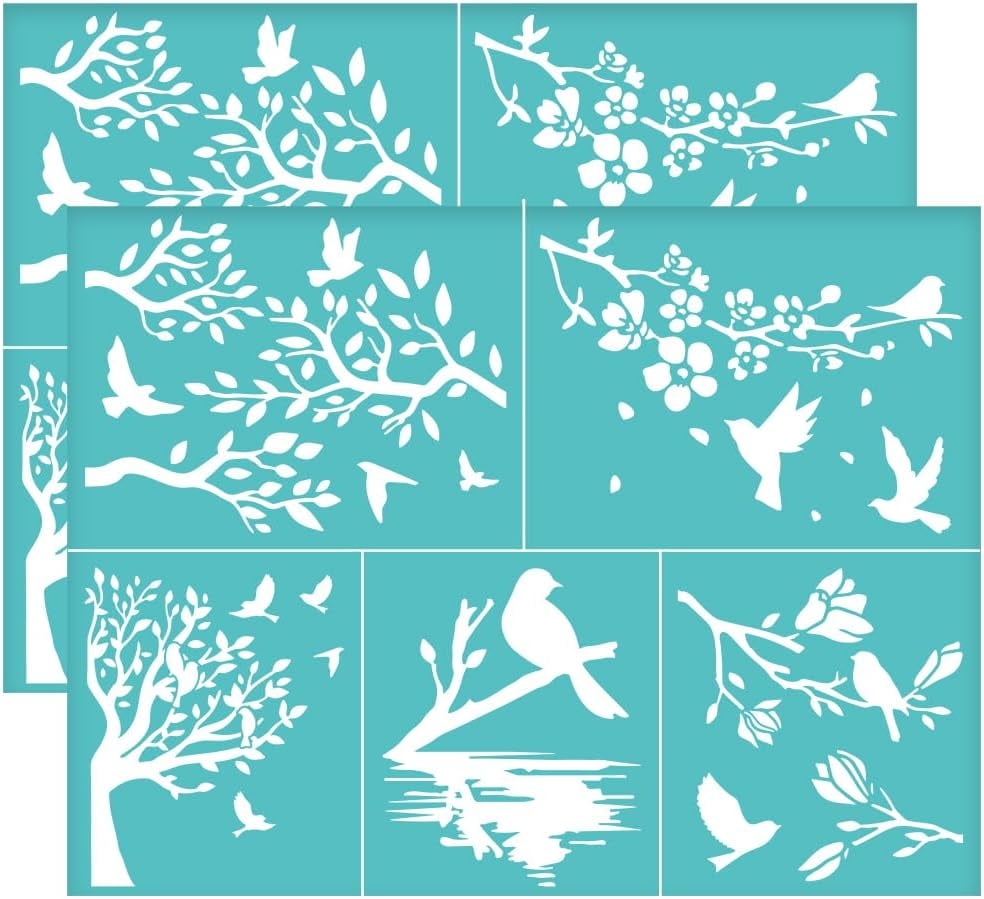 2Pcs 11x8.6 Inch Tree Branches Self-Adhesive Silk Screen Printing ...