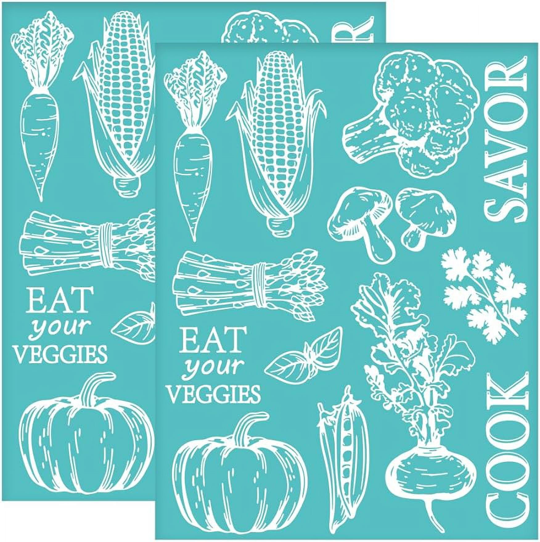2Pcs 11x8.6 Inch Vegetable Self-Adhesive Silk Screen Printing Stencil ...