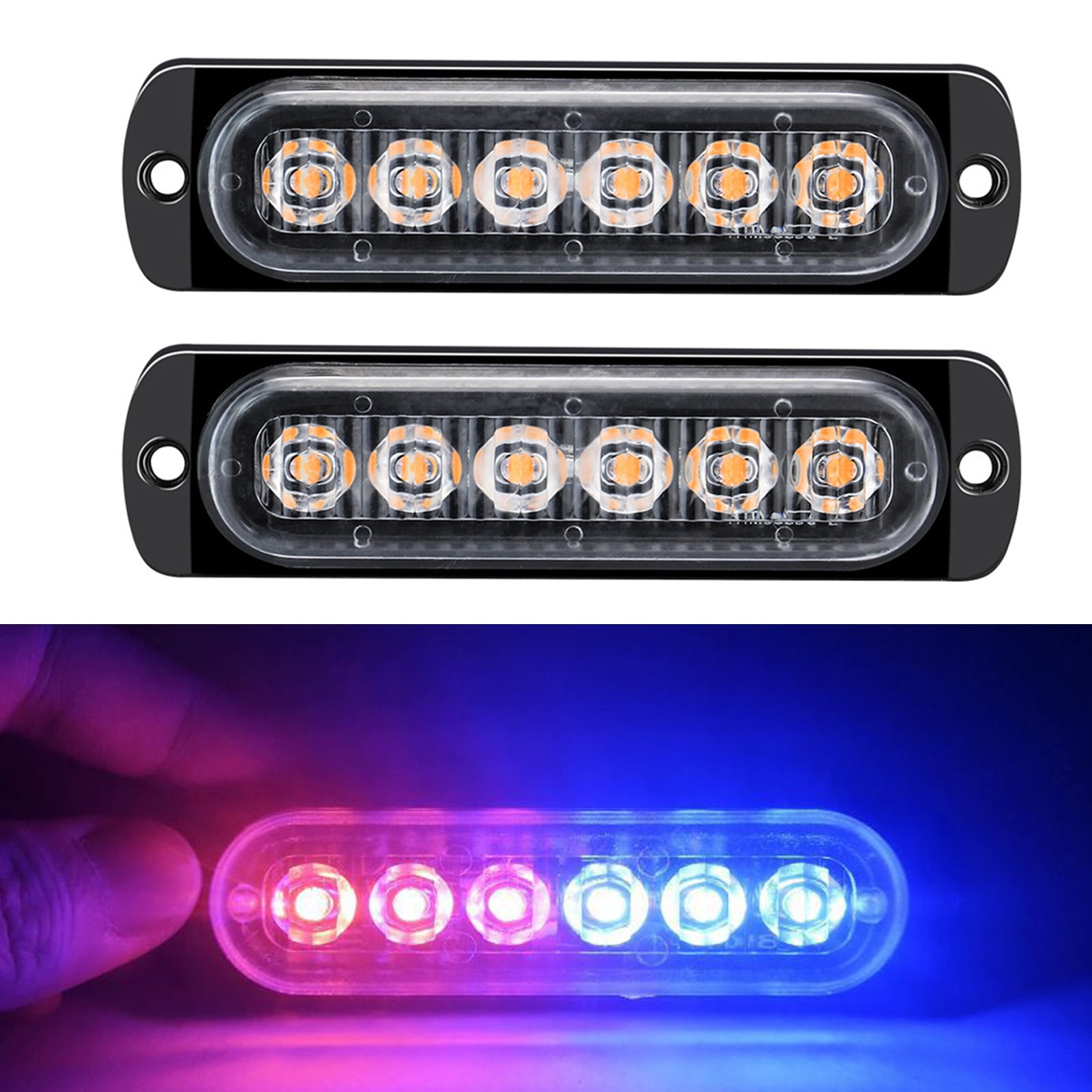 2Pcs 12-24V LED Strobe Warning Lights Warning Emergency Flashing Lights ...