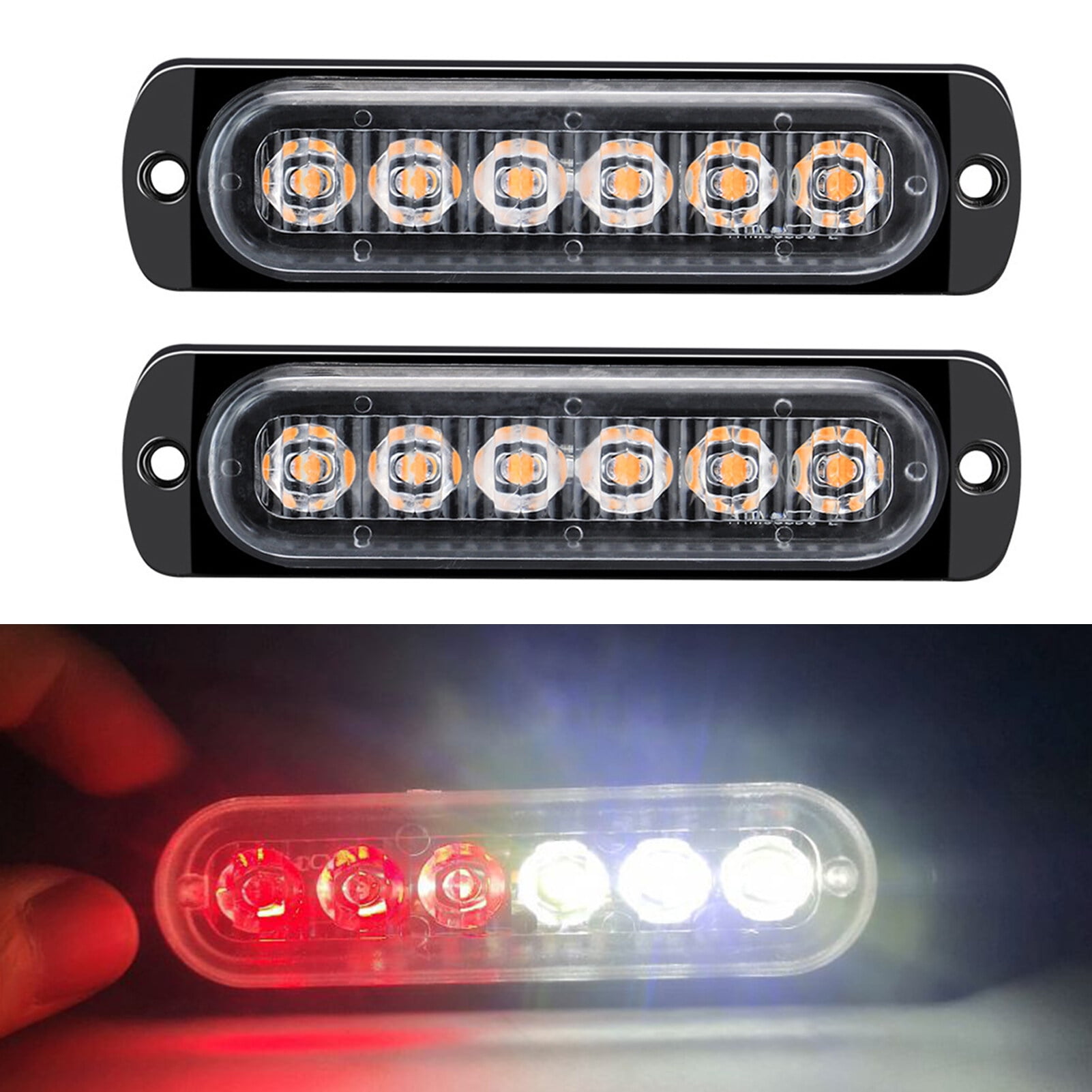 2Pcs 12-24V LED Strobe Warning Lights Warning Emergency Flashing Lights ...