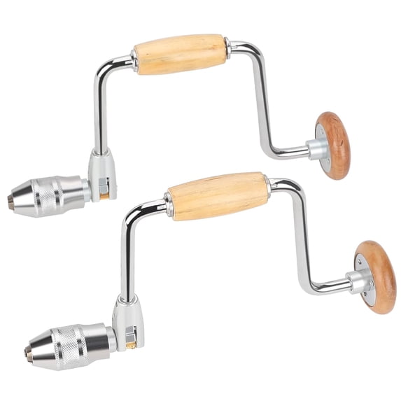 2Pcs 12.6 Inch Carpenters Bit Brace Hand Crank Drill with 4-Jaw Chuck ...