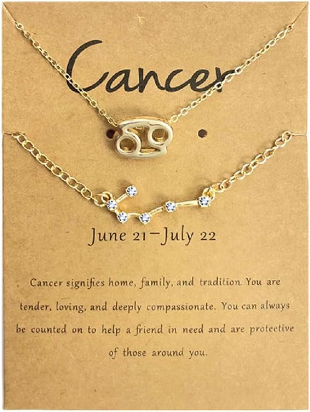 2Pcs 12 Constellation Zodiac Sign Layered Choker Necklaces Letter ...