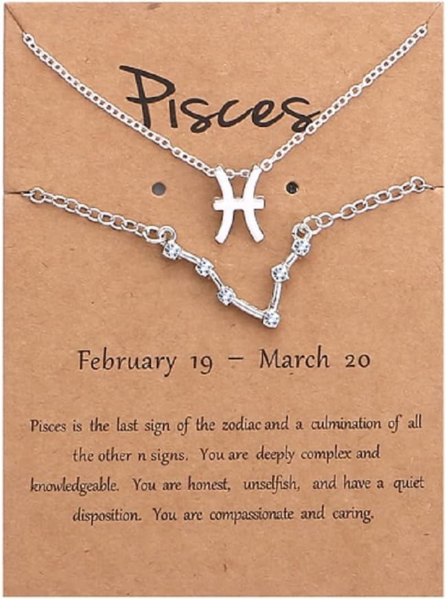 2Pcs 12 Constellation Zodiac Sign Layered Choker Necklaces Letter ...