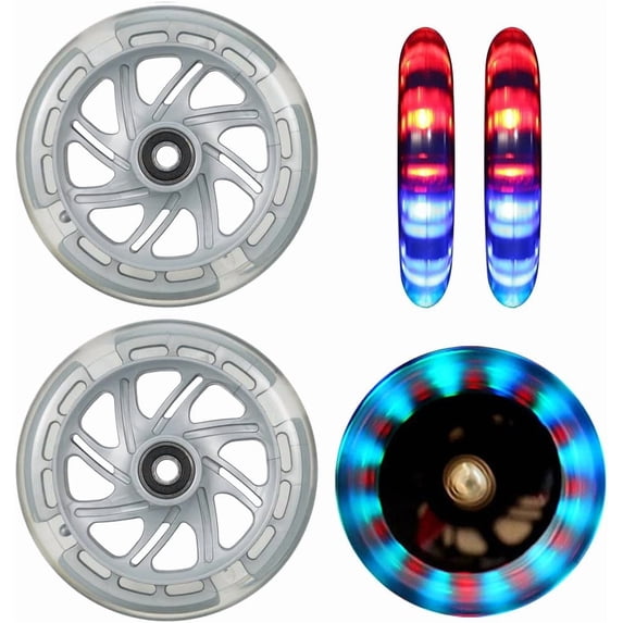 2Pcs 120mm Light Up Scooter Wheels - 2pcs Rear 80mm Light-Up Flashing 3 ...