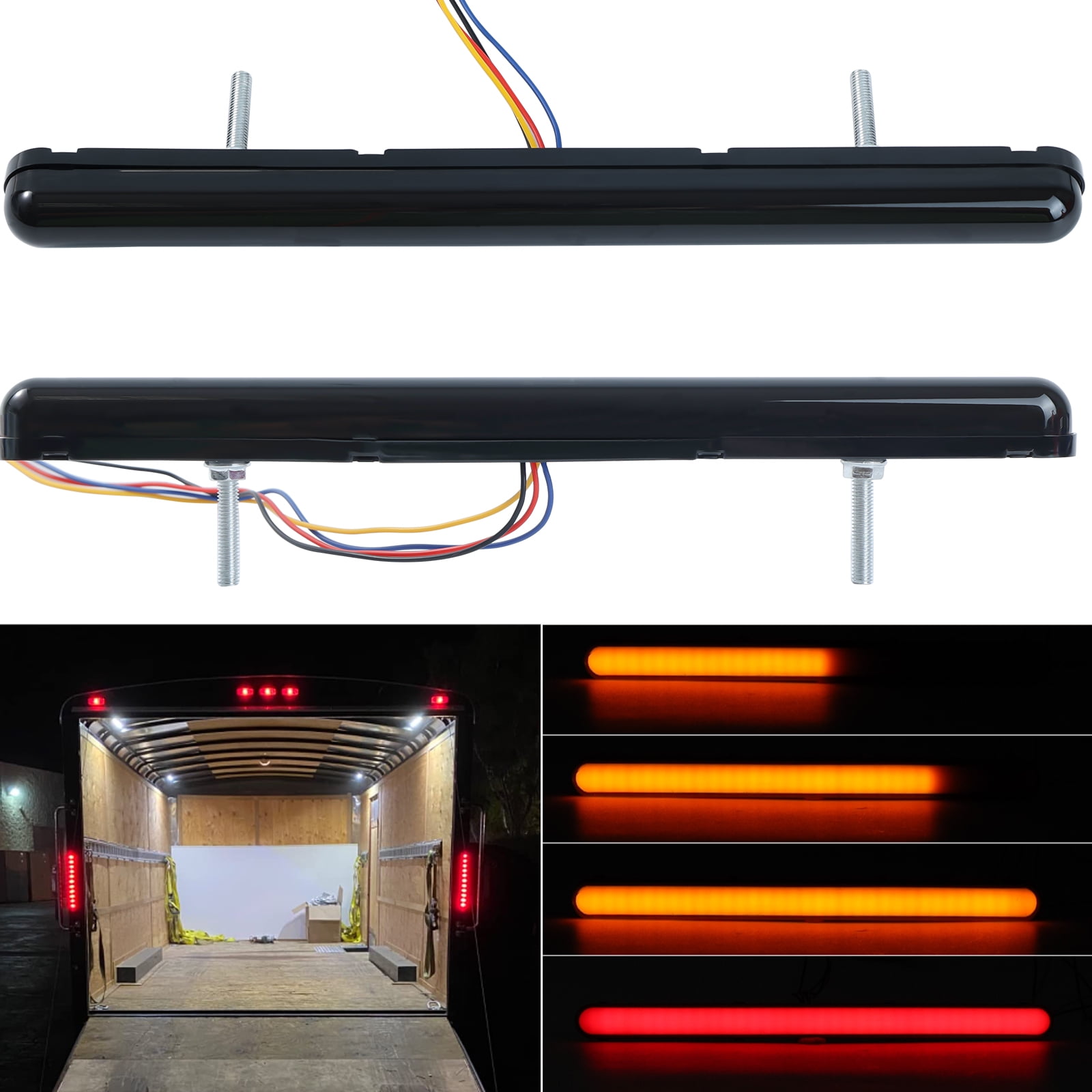 2Pcs 12V 24V Universal LED Tail Light Strip Rear Brake Lamp With ...