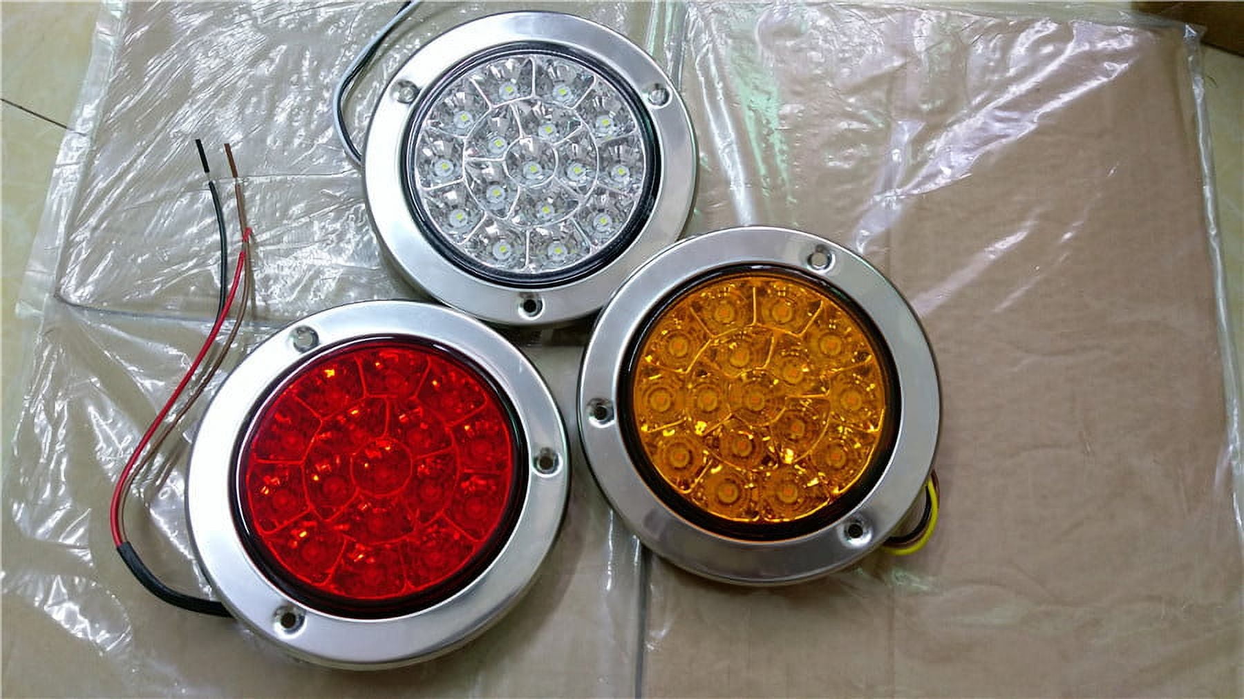 2Pcs 12V/24V White LED Round Reverse Stop Rear Tail Light Brake Turn ...