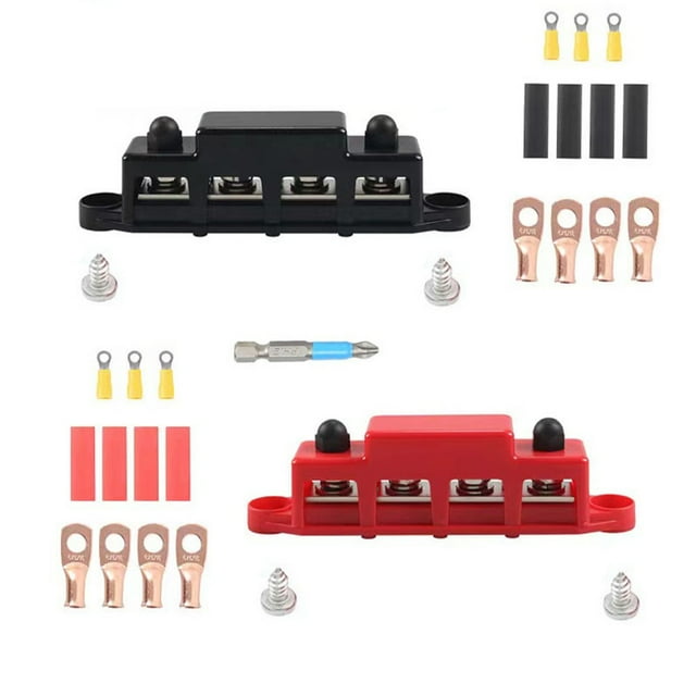 2Pcs 12V-48V Dc Busbar Distribution Block 250A Busbar With 4 X M8 ... 2Pcs 12V-48V Dc Busbar Distribution Block 250A Busbar With 4 X M8 ...