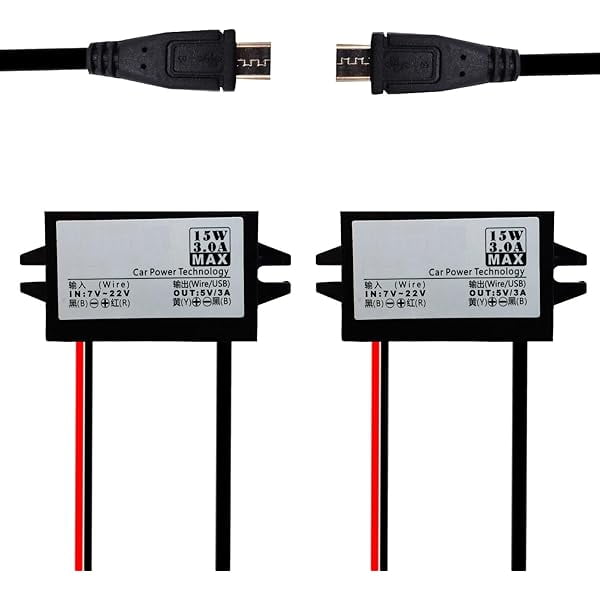 2Pcs 12V to 5V Buck Converter 3A Micro USB DC-DC Step Down Module Power ...