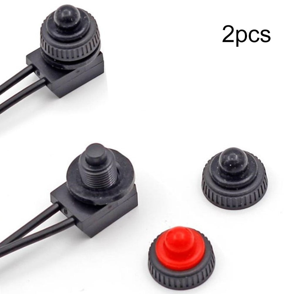 2Pcs 12V Waterproof Push-Button On-Off Switch 1.7cmX1.4cm Outdoor ...