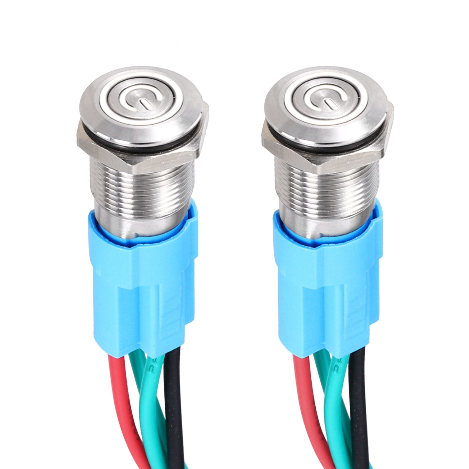 2Pcs 12mm Push Button Switch, IP65 1NO 12-24V 3A Momentary Latching ...