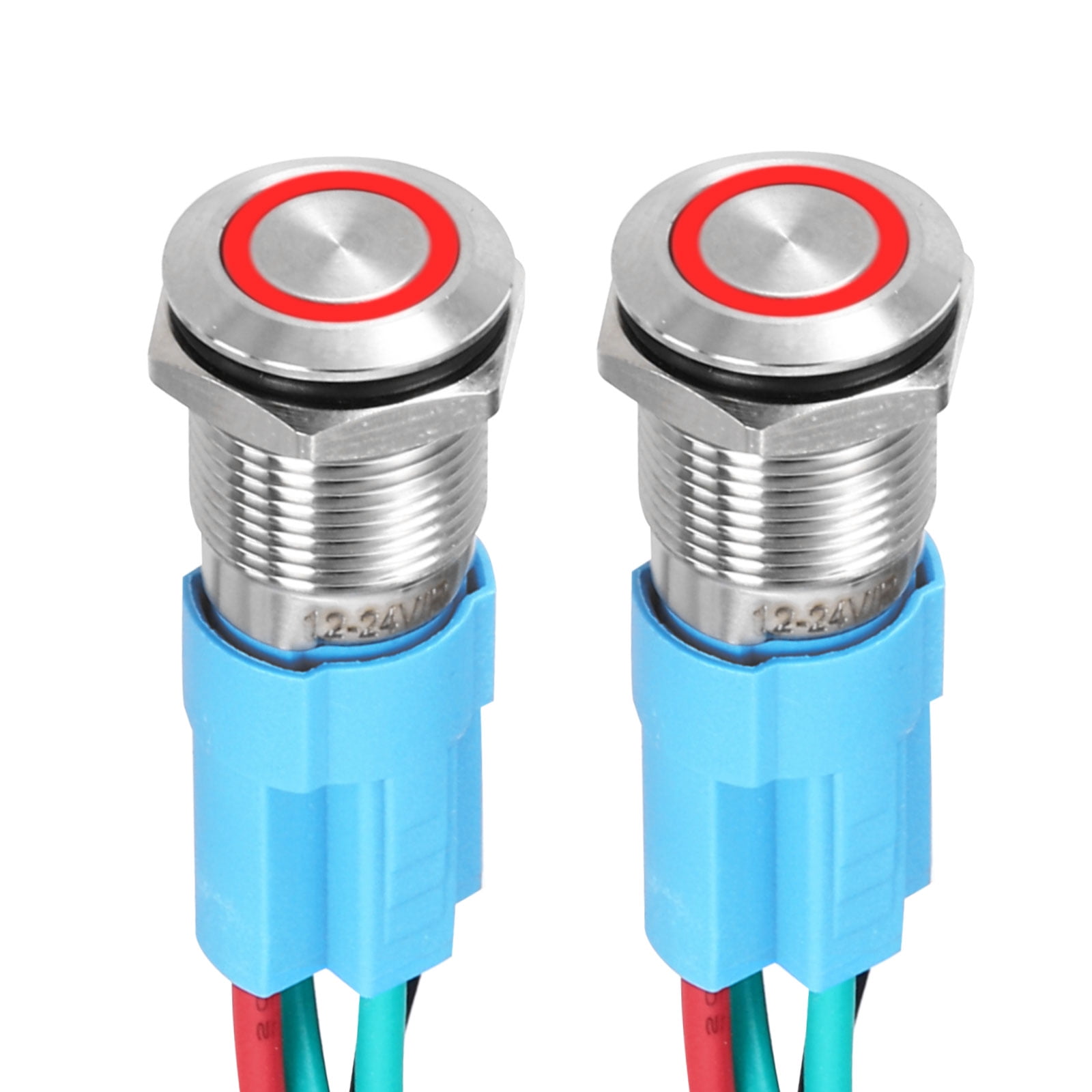 2Pcs 12mm Push Button Switch, IP65 1NO 12-24V 3A Momentary Latching ...