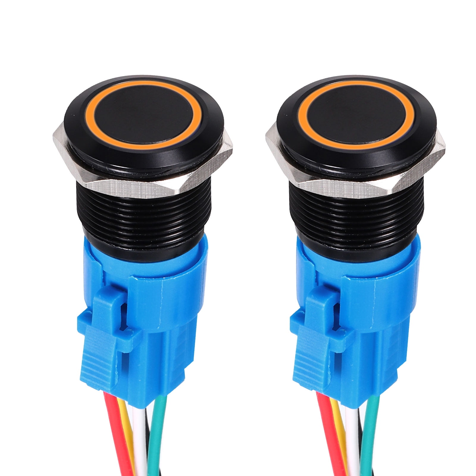 2Pcs 12mm Push Button Switch, IP65 1NO 12-24V 3A Momentary Latching ...