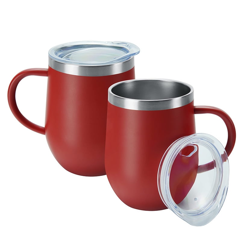 2Pcs 12oz Insulated Coffee Mug with Handle Stainless Steel Insulated ...
