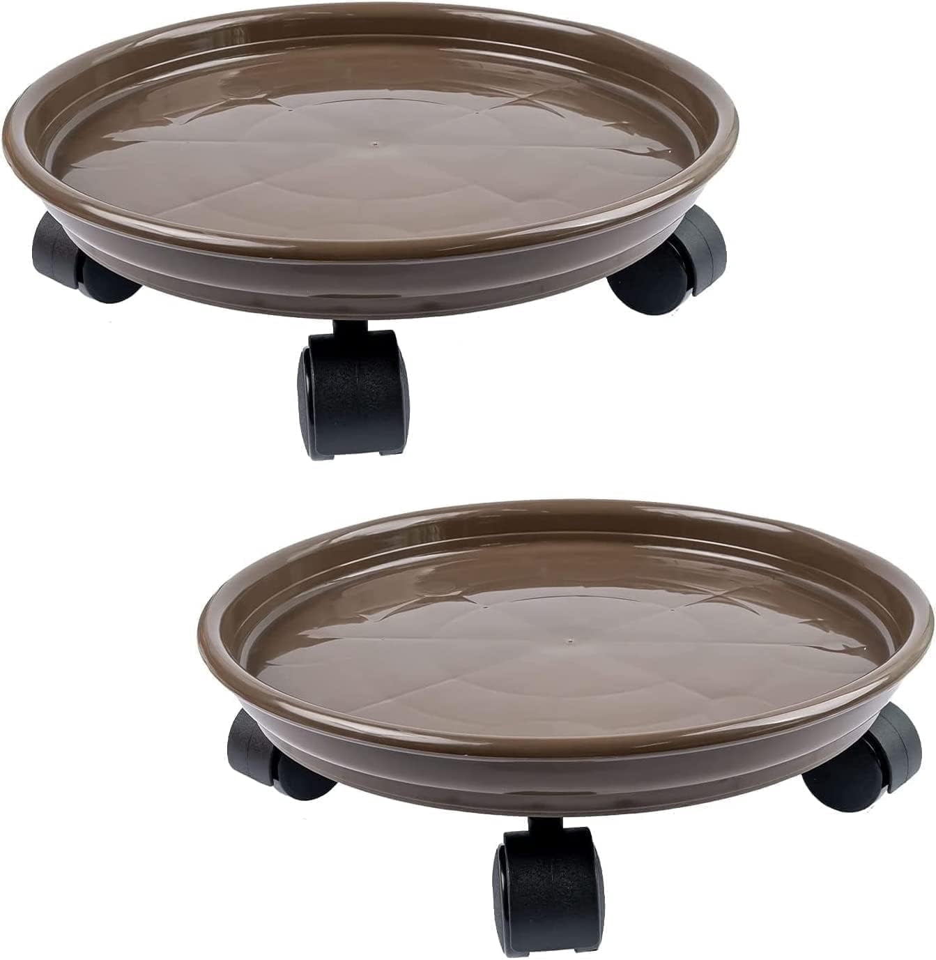13 Inch Brown Plant Caddy with Universal Wheels, Movable Planter Dolly ...