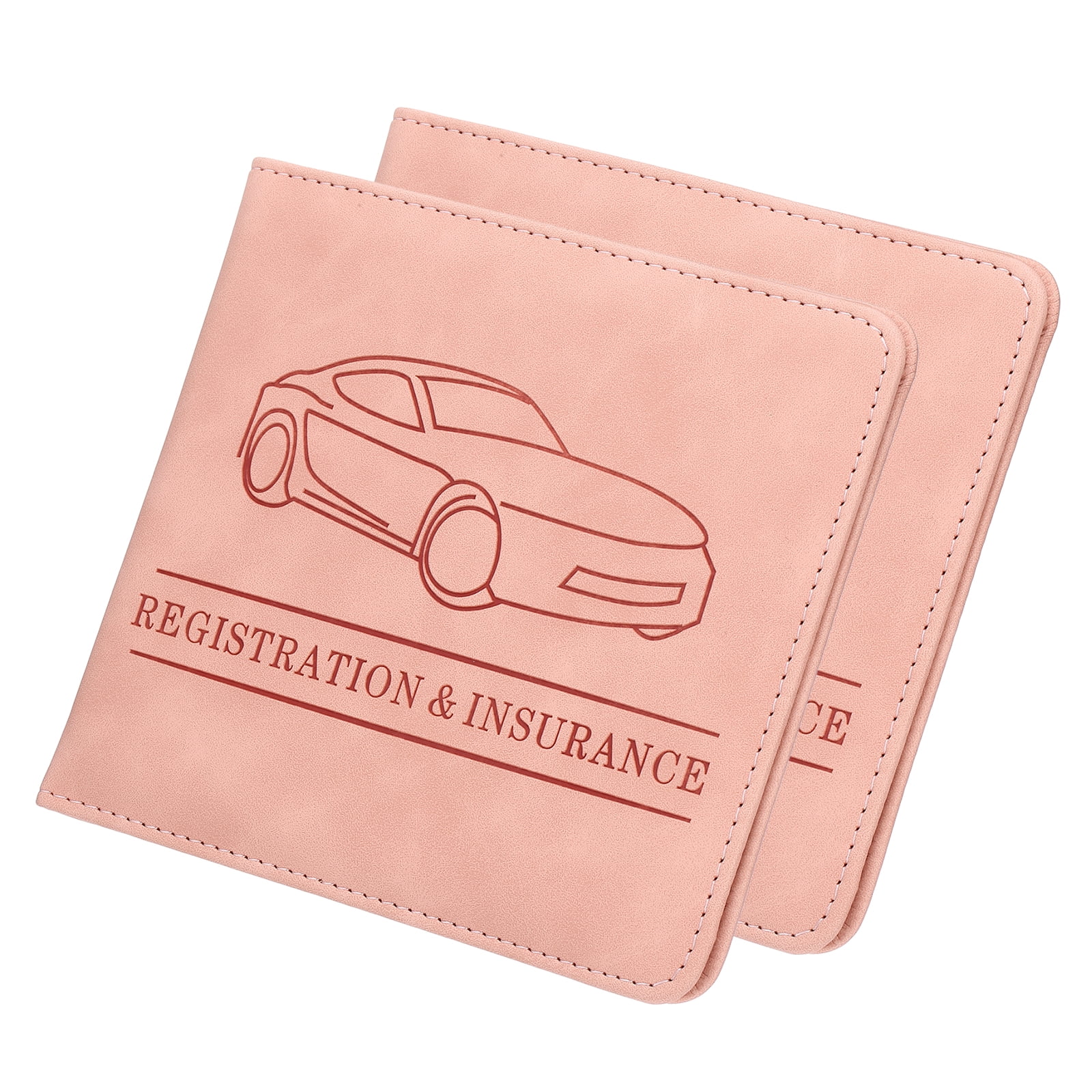 2Pcs 14.3 x 13.5 cm PU Leather Car Registration and Insurance Holder ...