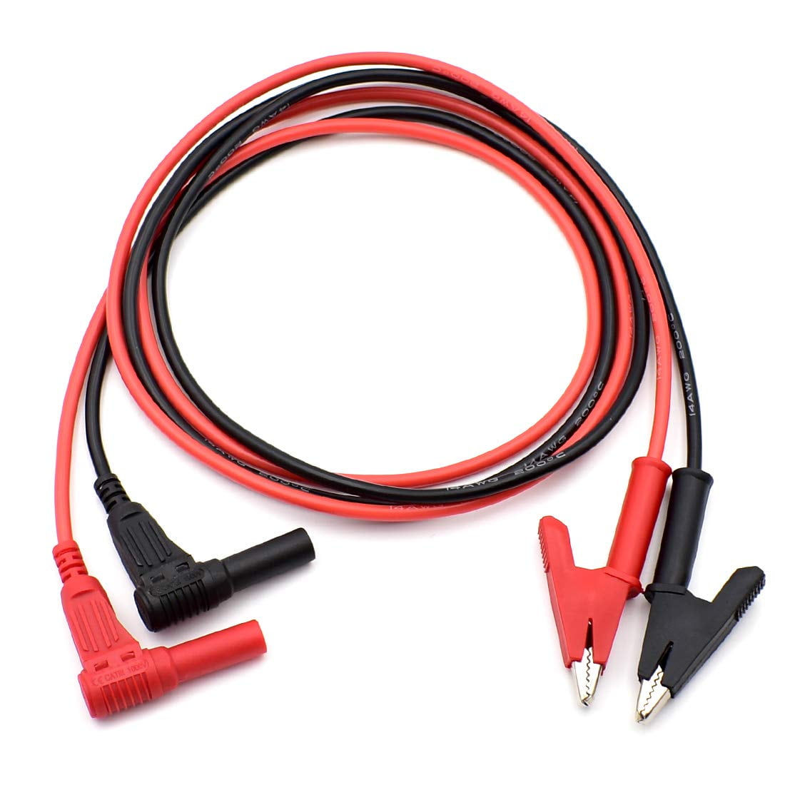 2Pcs 14 Gauge Multimeter Test Leads Right Angle Banana Plug to ...