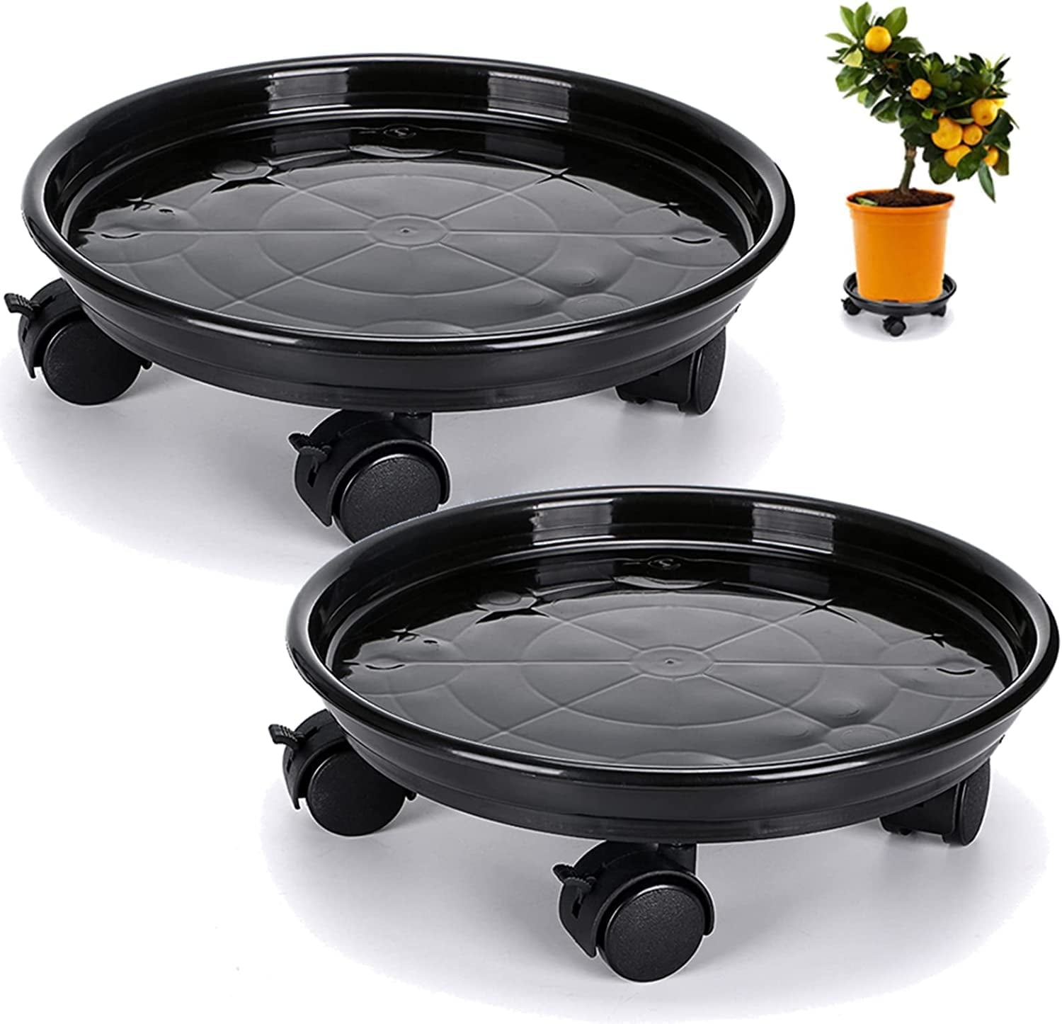2Pcs 15.5 inch black Plant Caddy,Planter Pot Mover, Plant Pot Pallet ...