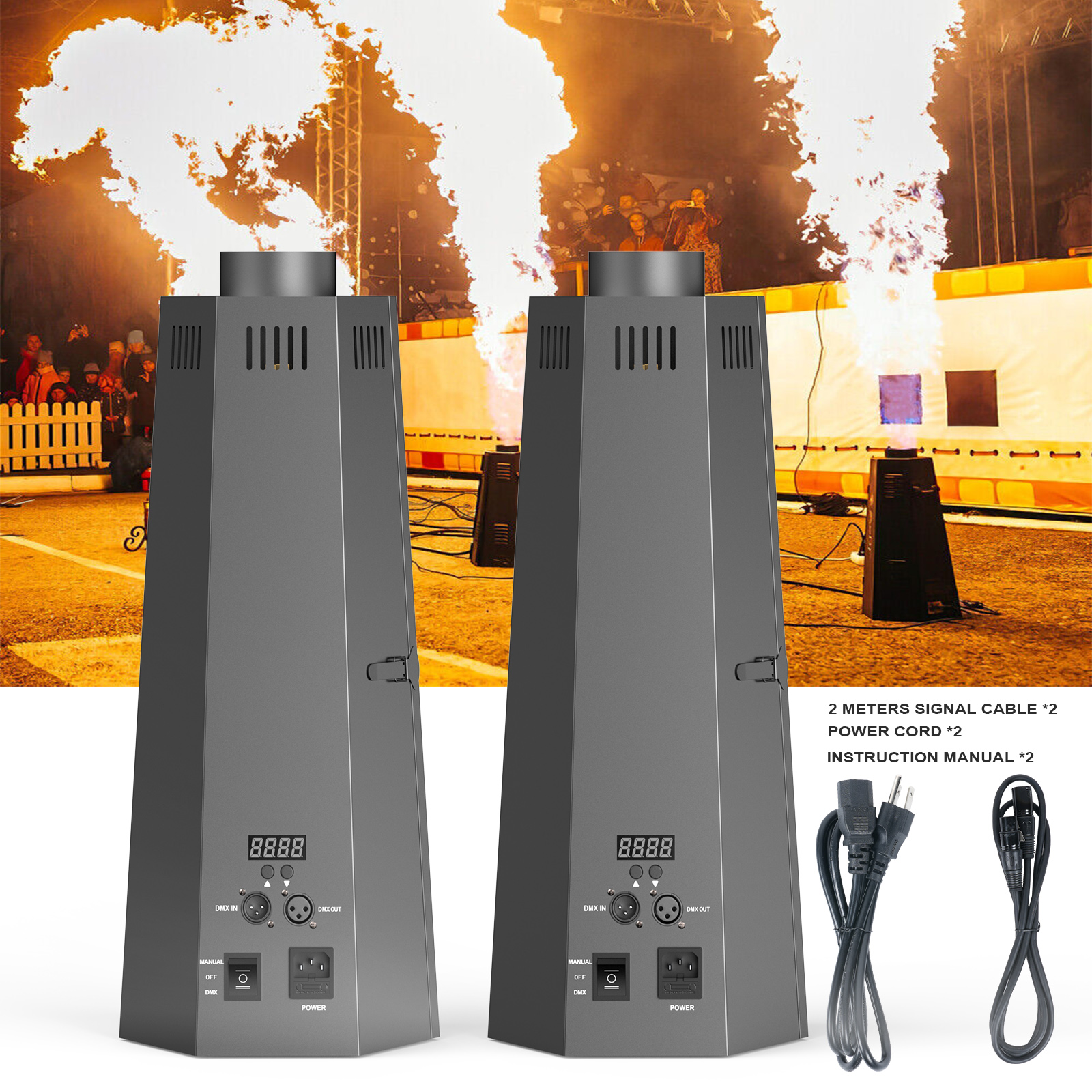 2Pcs 150W Hexagonal Real Flame Machine Thrower Stage Bar DMX512 Flame ...