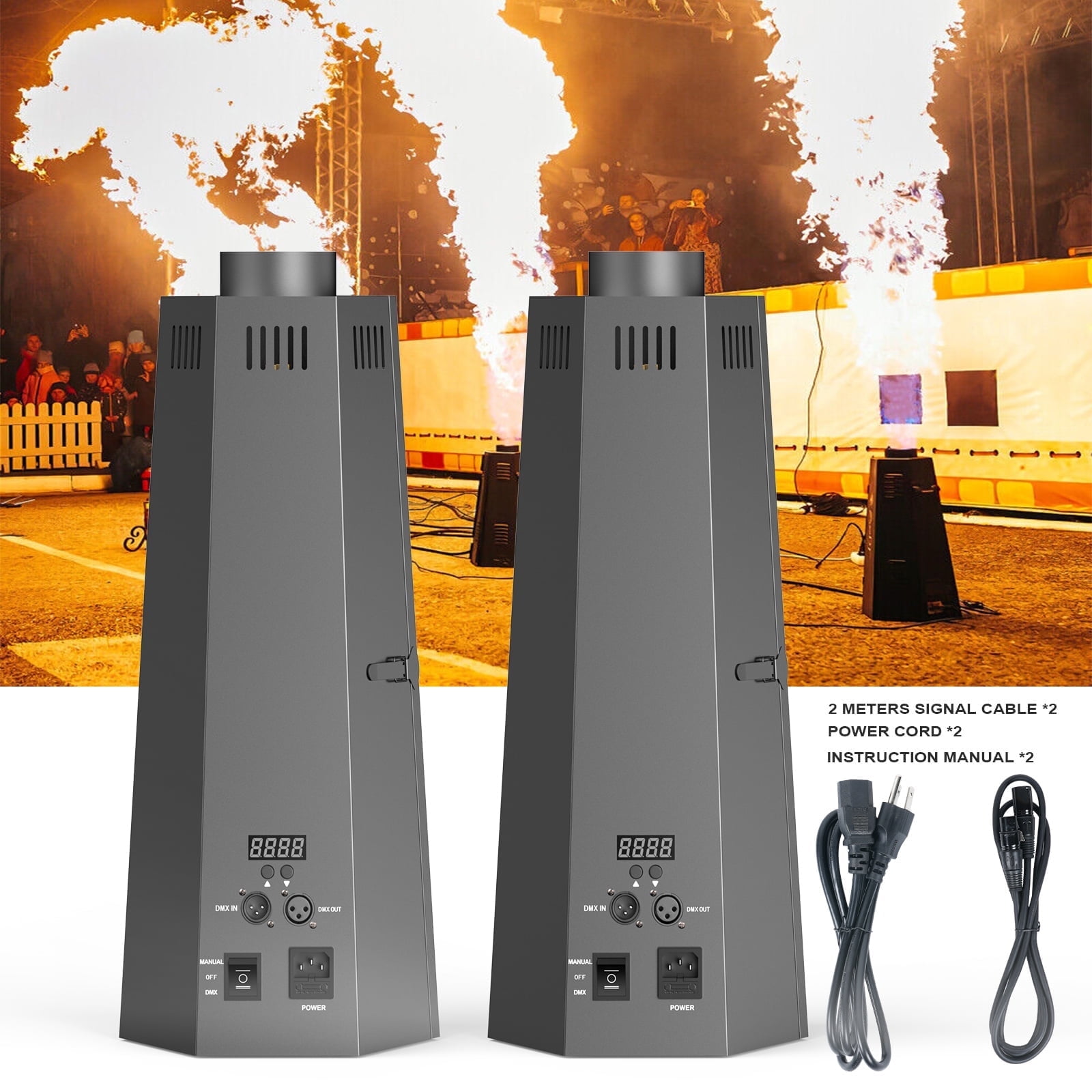 2Pcs 150W Hexagonal Real Flame Machine Thrower Stage Bar DMX512 Flame ...