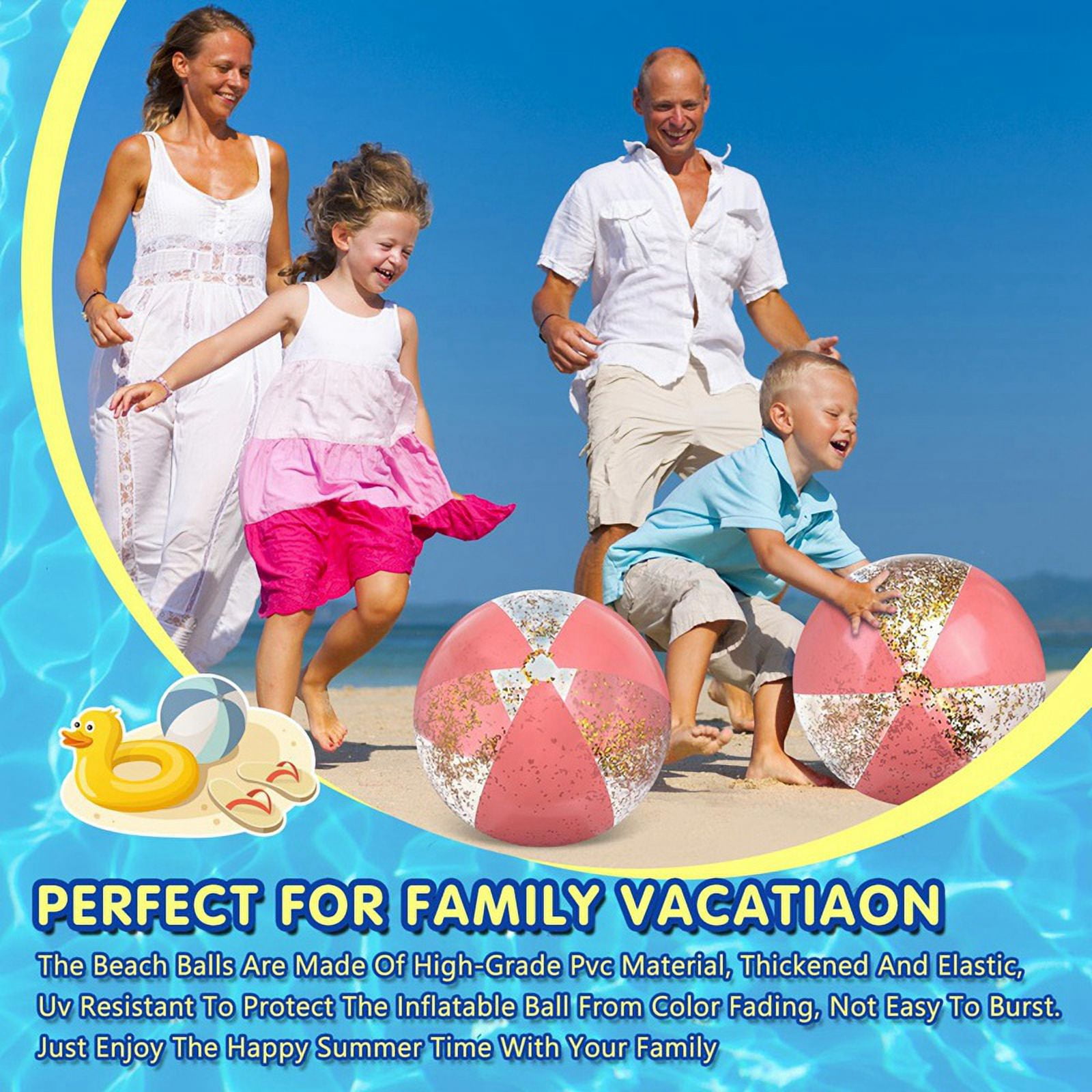 2Pcs 16Inch Inflatable Beach Balls Gold Confetti Pool Balls for ...