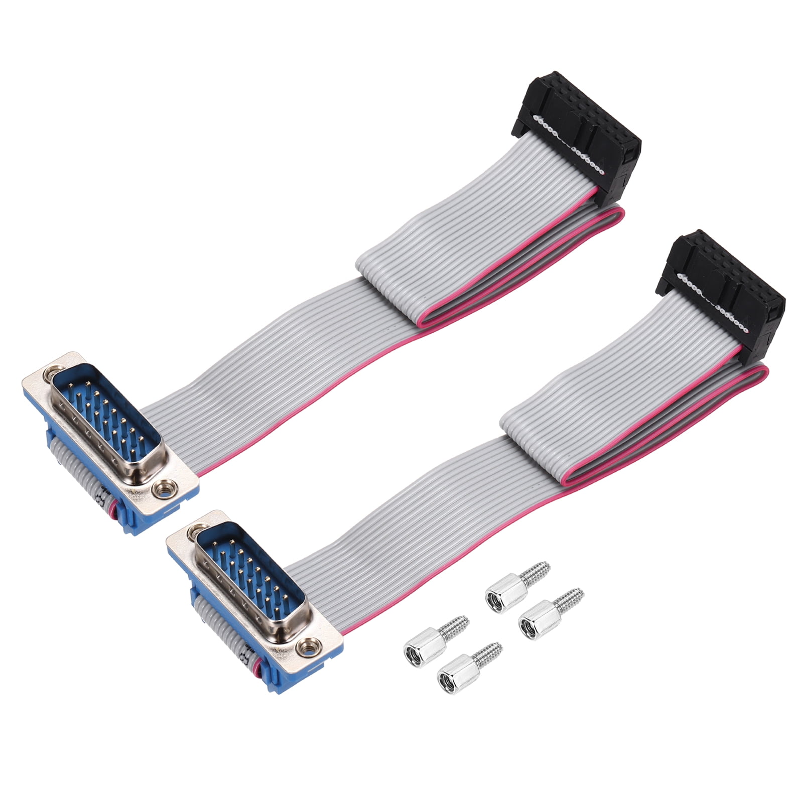 2Pcs 16Pin Flat Ribbon Cable Gray DB15 Male to FC-16P 2.54mm Pitch 20cm ...