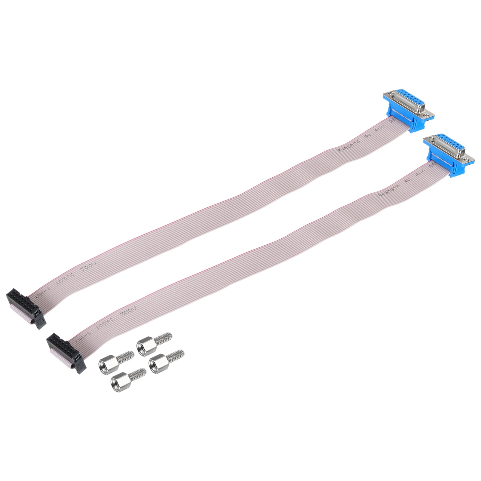 2Pcs 16Pin Flat Ribbon Cable Grey DB15 Female to FC-16P 2.54mm Pitch 30cm Length DB Serial Port ...