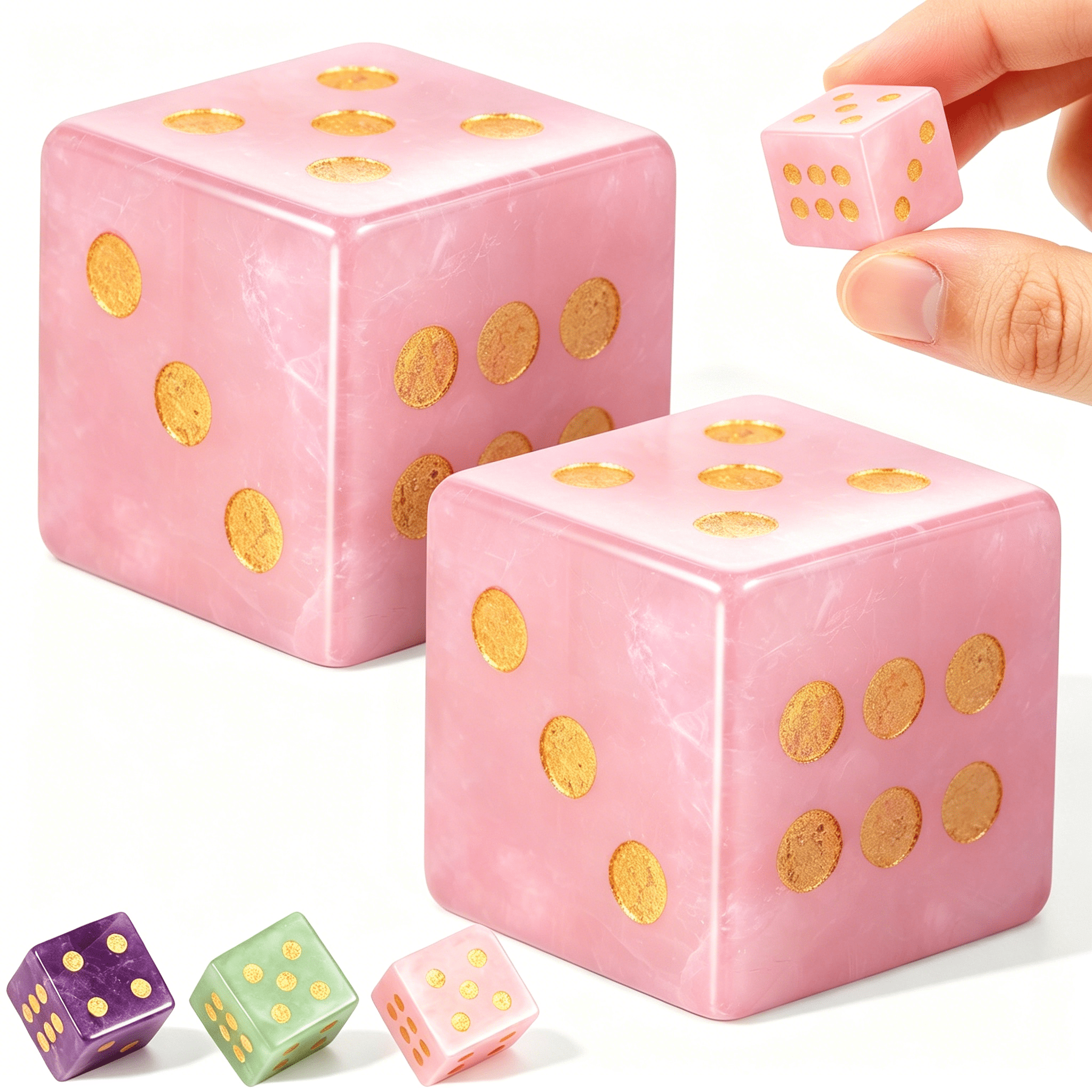 2Pcs 16mm Natural Crystal Mahjong Dice Set, 6 Sided Substantial Weight ...