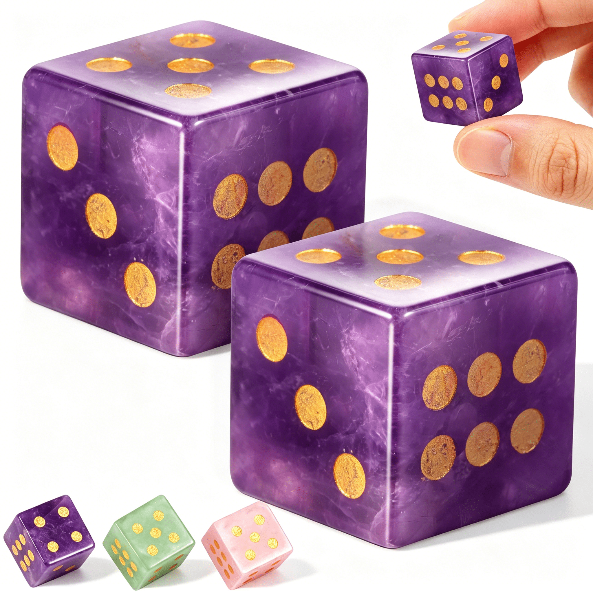 2Pcs 16mm Natural Crystal Mahjong Dice Set, 6 Sided Substantial Weight ...