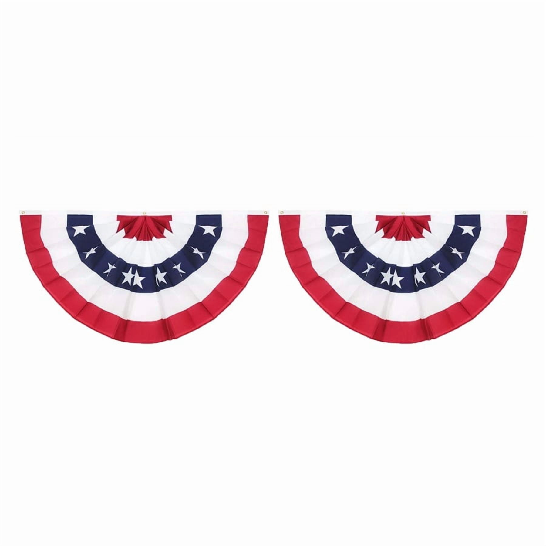 2Pcs 17.7x35.4In USA Pleated Fan Flag Half Fan Banner American Bunting ...
