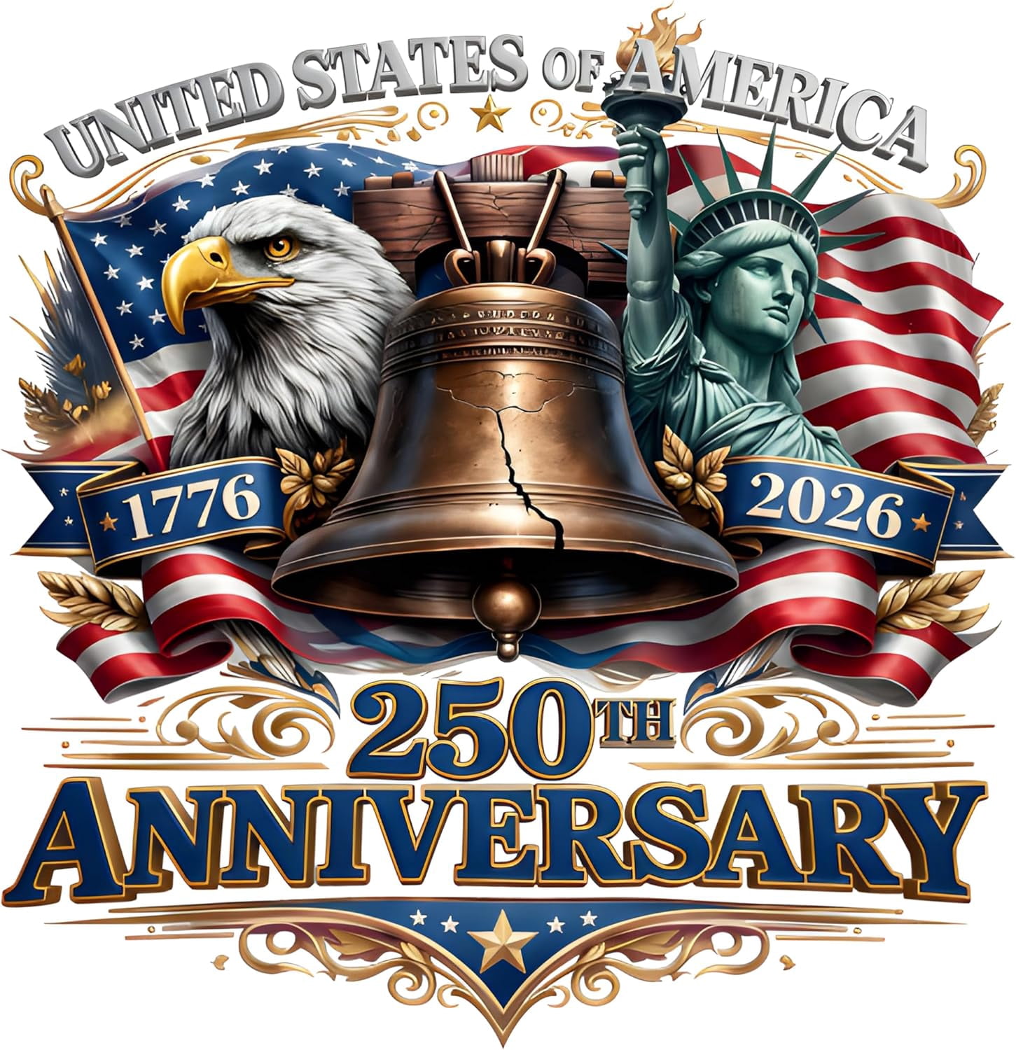2Pcs 1776-2026 USA 250th Anniversary Vinyl Stickers, Patriotic Graphic ...