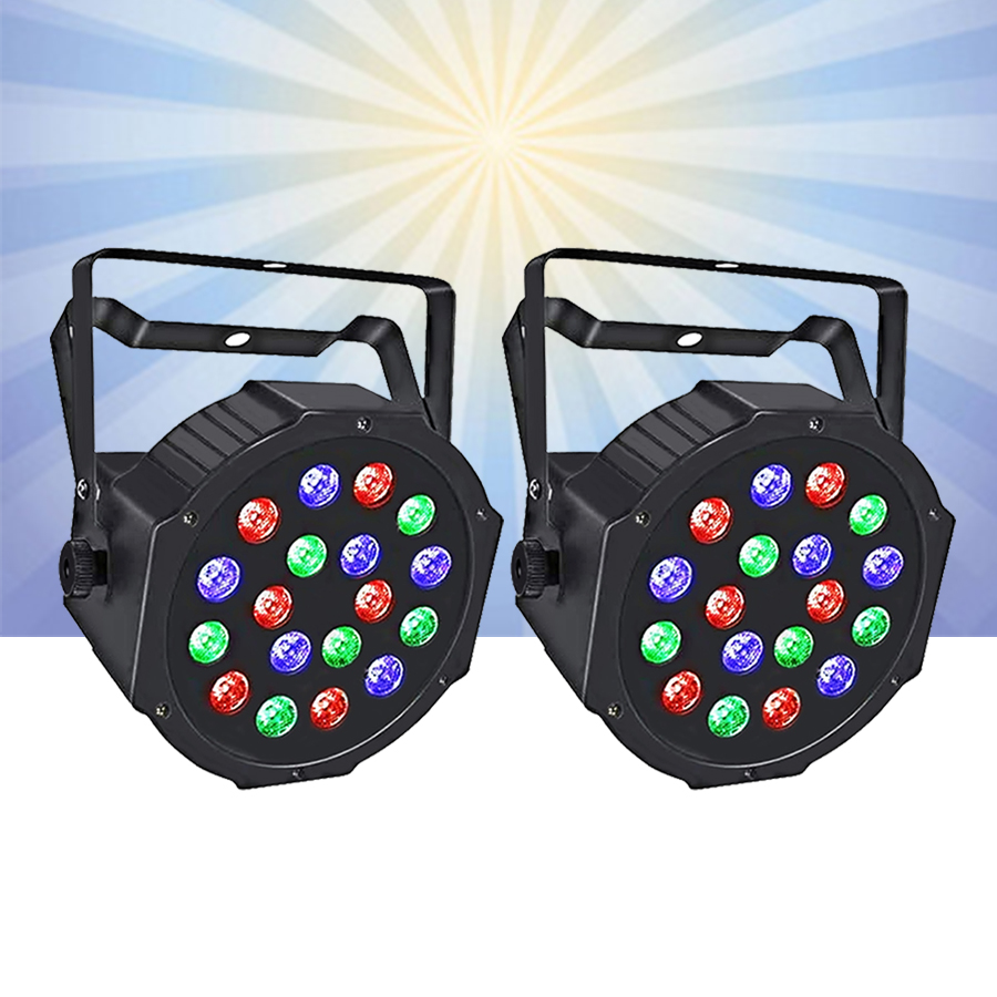2Pcs 18LED Par Light Stage Light PP Material RGB Remote Control Wedding ...