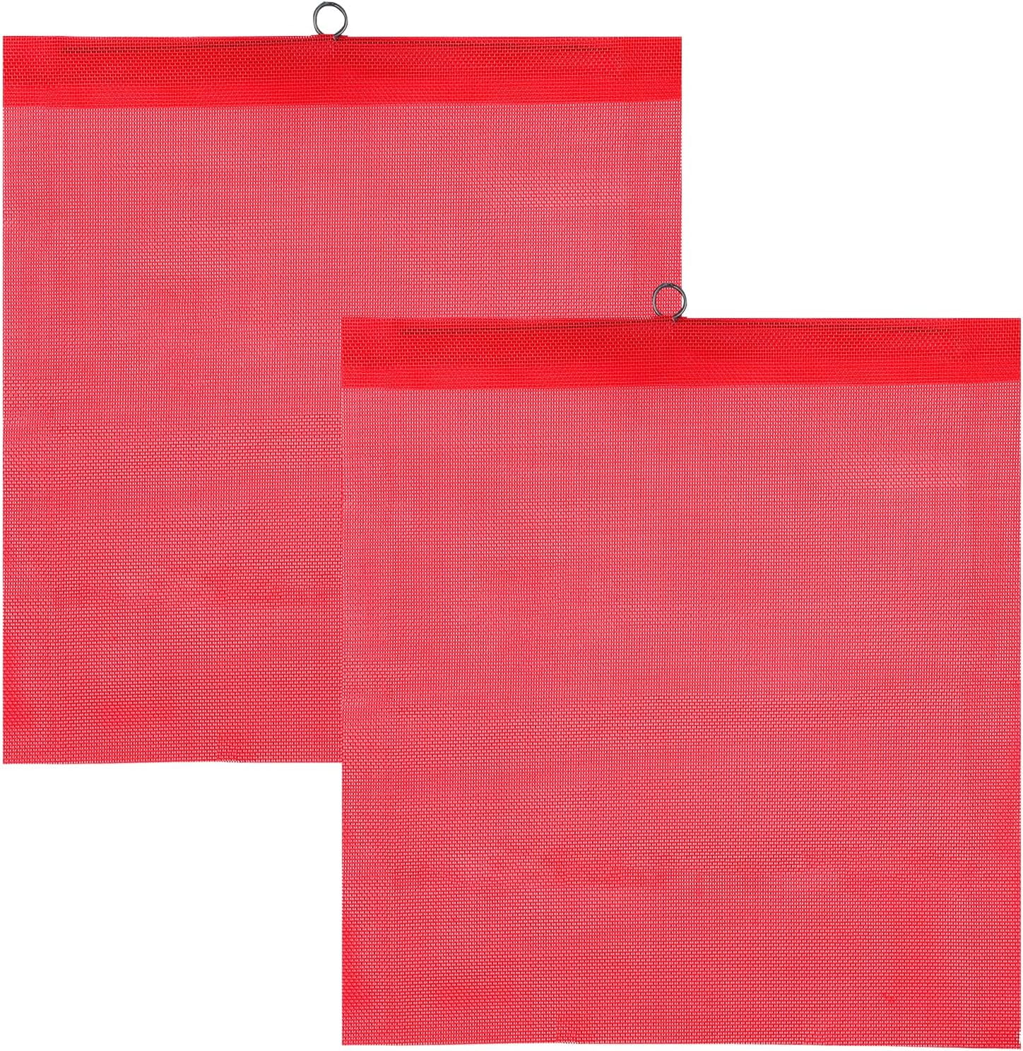 2Pcs 18x18 Inch Safety Flags with Wire Loop, High Visibility Red Mesh ...