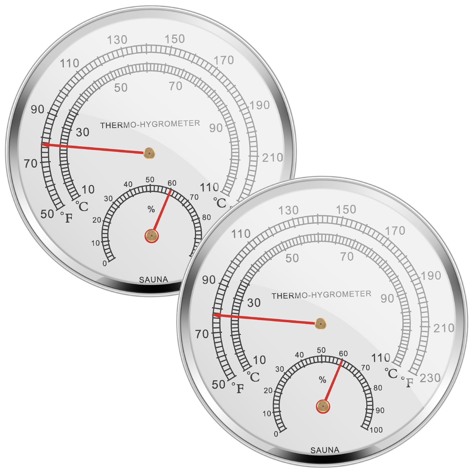 2Pcs 2 in 1 Sauna Fahrenheit Thermometer for Desktop Wall Real Time ...