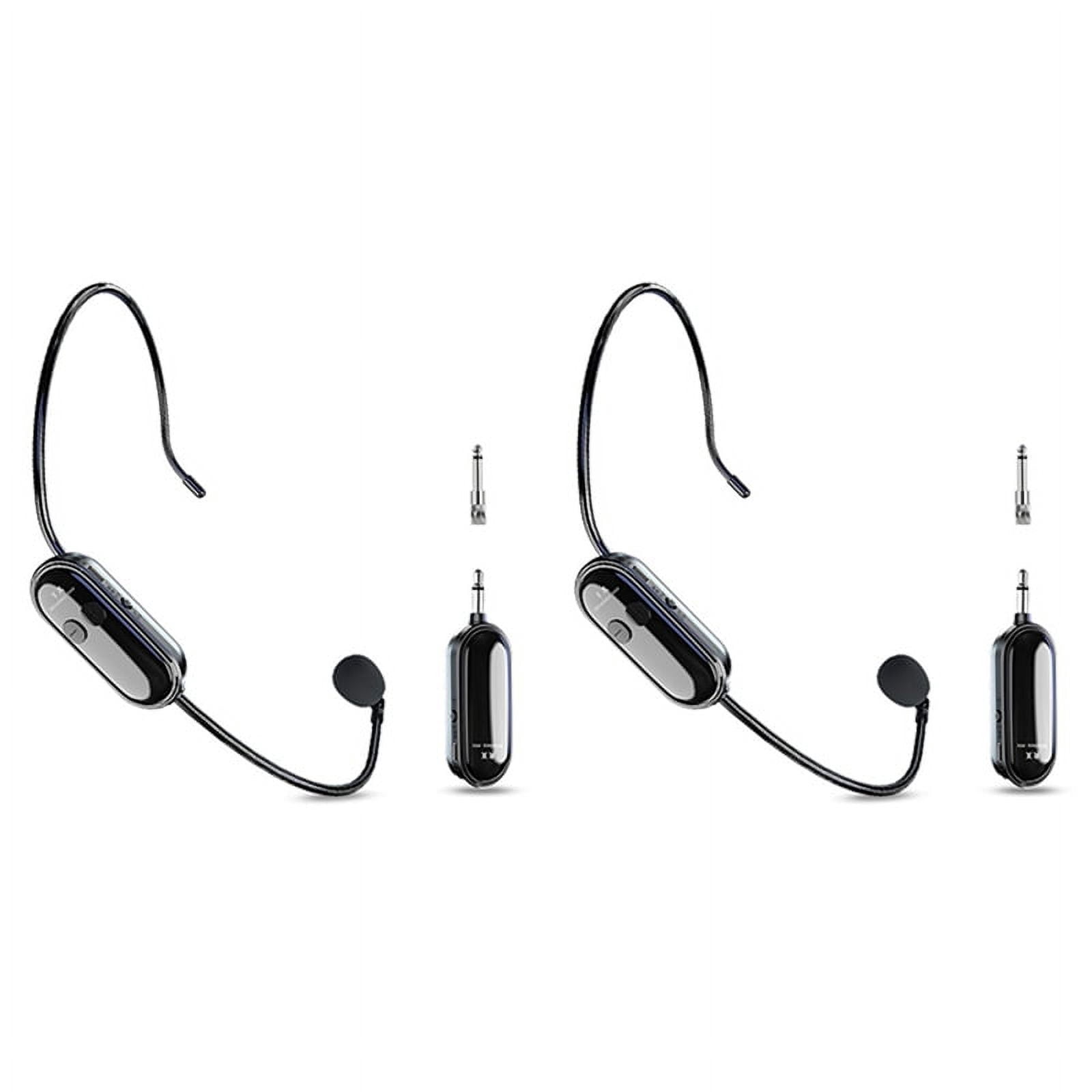 2Pcs 2.4G Wireless Microphone Headset Long Range 30M for Voice ...