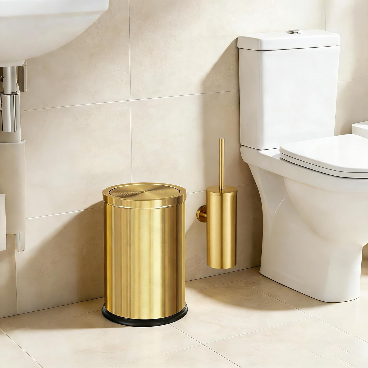 Gold Bathroom Trash Can