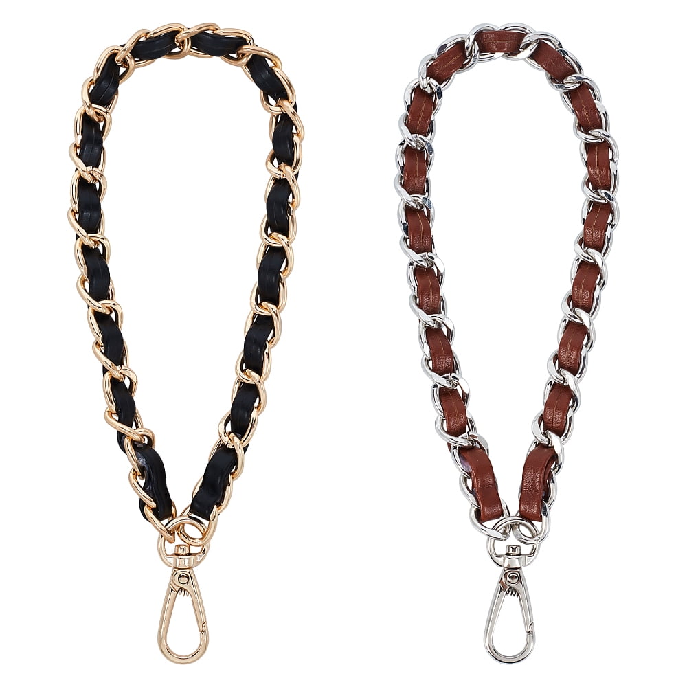2Pcs 2 Color Alloy with PU Leather Bag Strap with Clasps for Wrist Bag ...