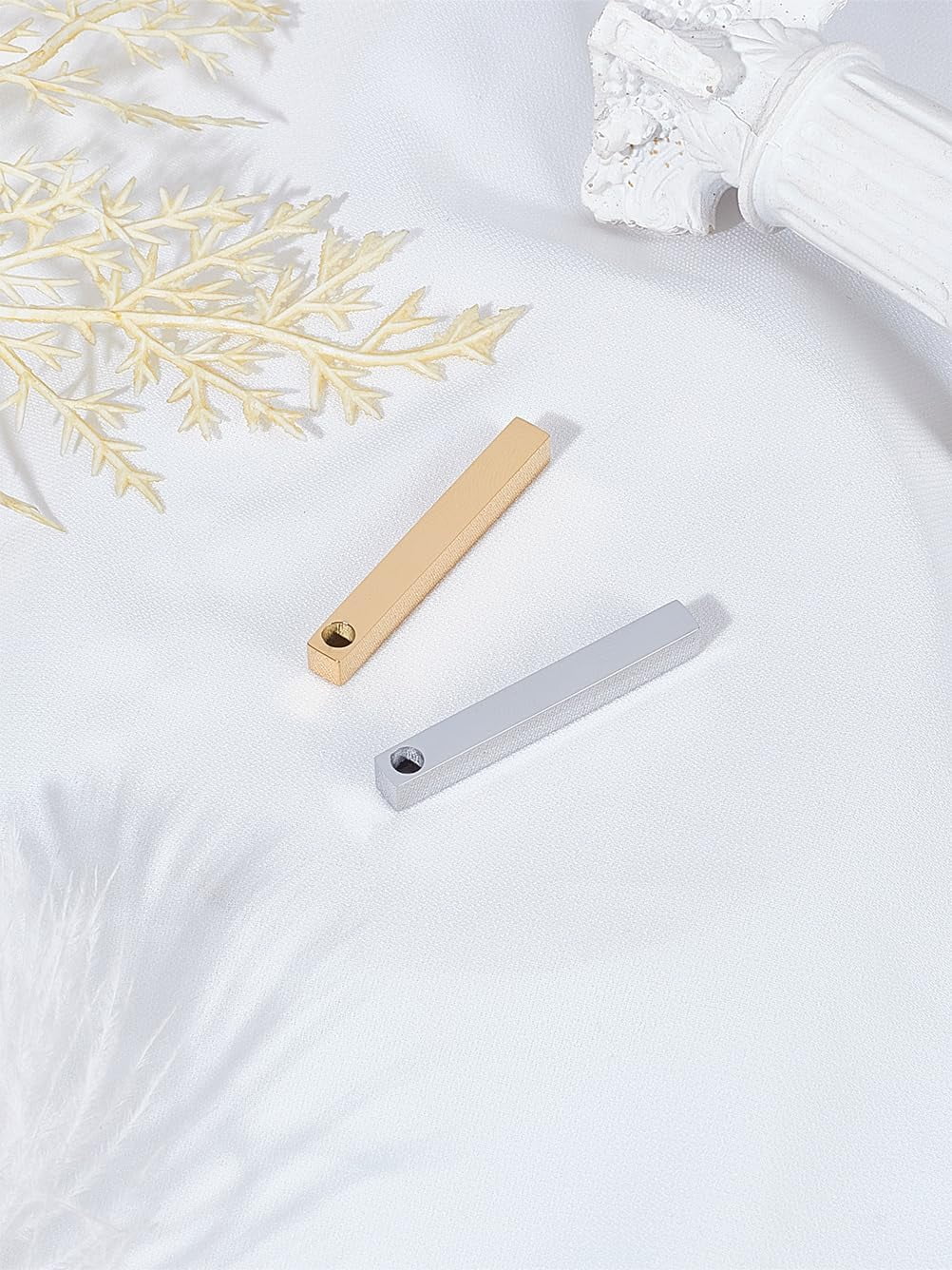 2Pcs 2 Colors 304 Stainless Steel Rectangle Pendants Golden & Stainless ...