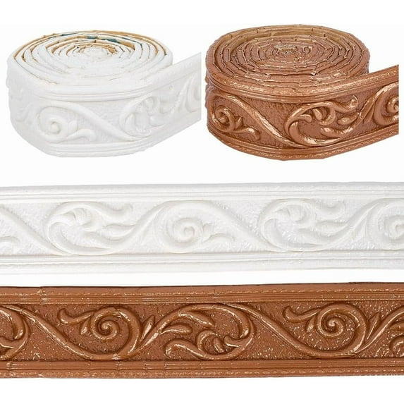 2Pcs 2 Colors 7.4Ft x2in Wall Molding Trim White Brown Self Adhesive ...