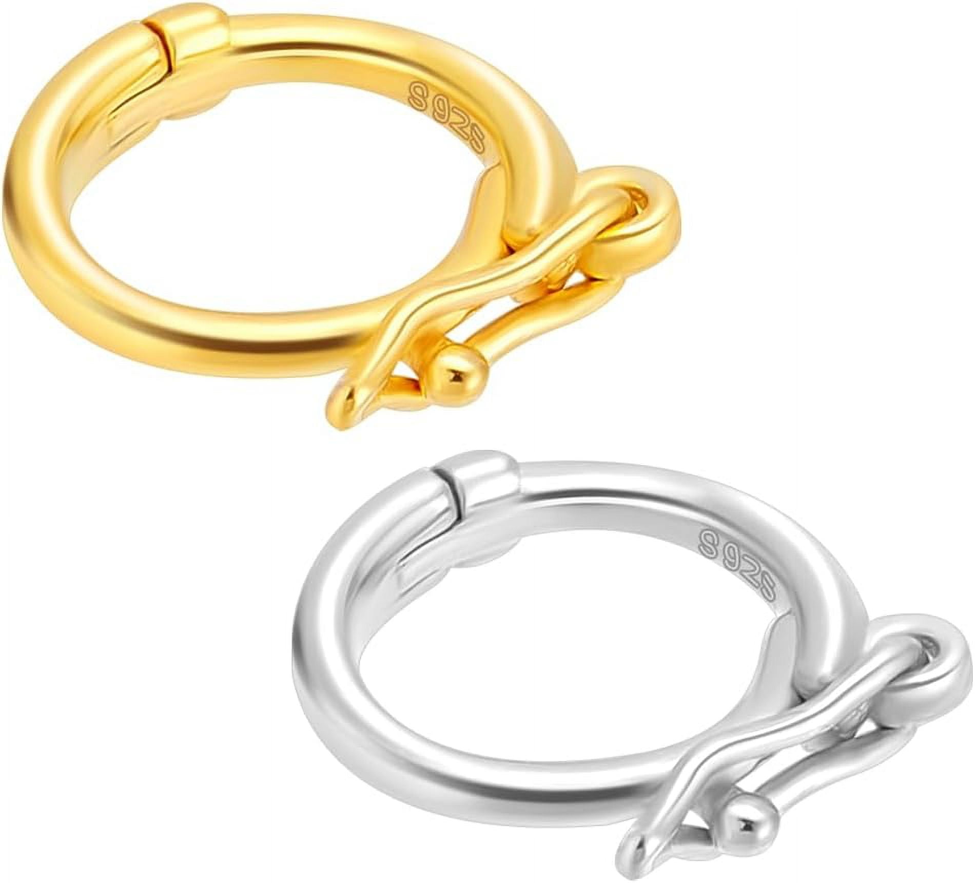 2Pcs 2 Colors 925 Sterling Silver Twister Clasp Ring Platinum & Golden ...