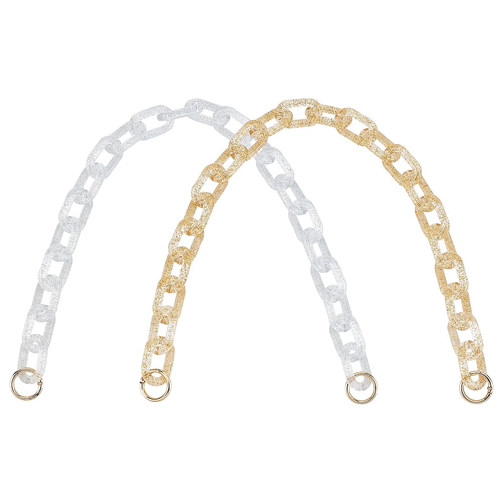 2Pcs 2 Colors Acrylic Bag Handles with Alloy Spring Gate Rings for Bag ...