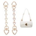 2Pcs 2 Colors Alloy Rhinestone Heart Link Chain Bag Extension Chains ...