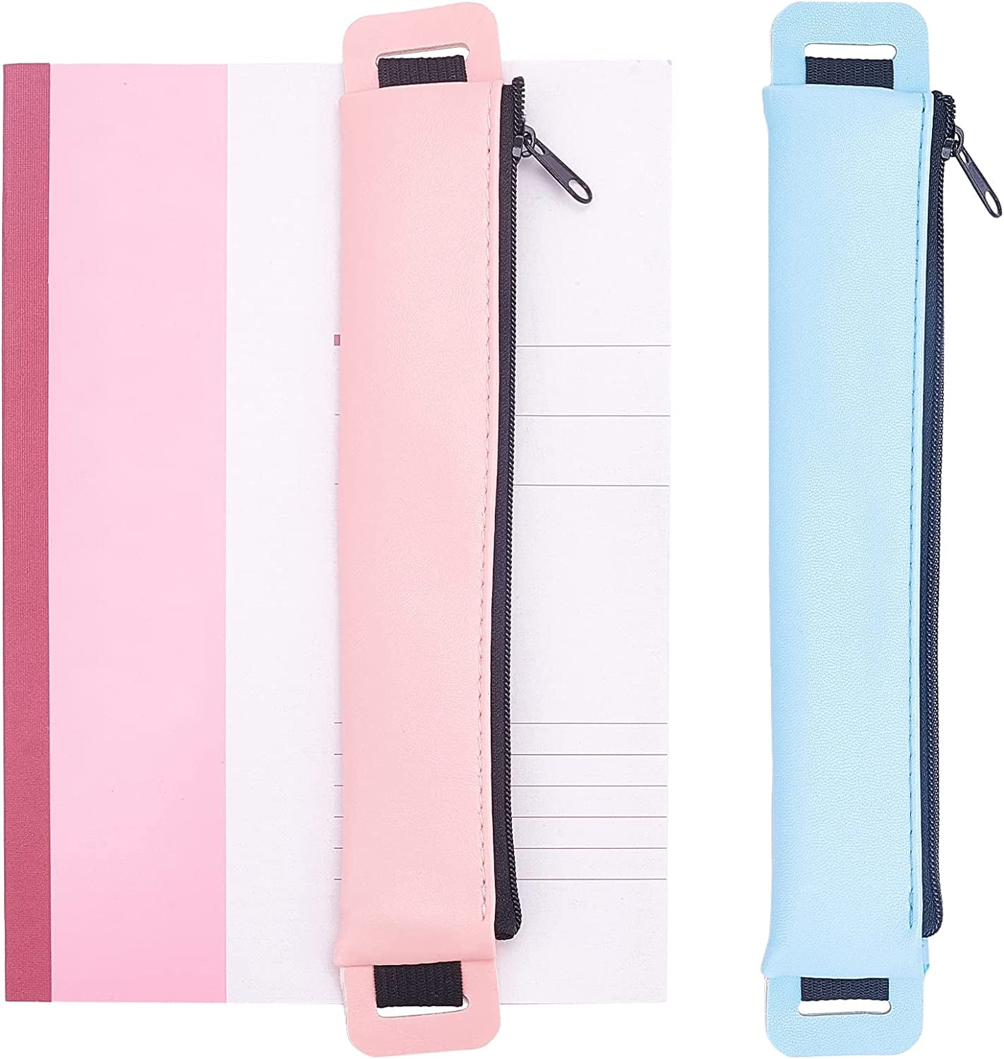 2Pcs 2 Colors Elastic Pen Pouch PU Leather Colorful Adjustable ...