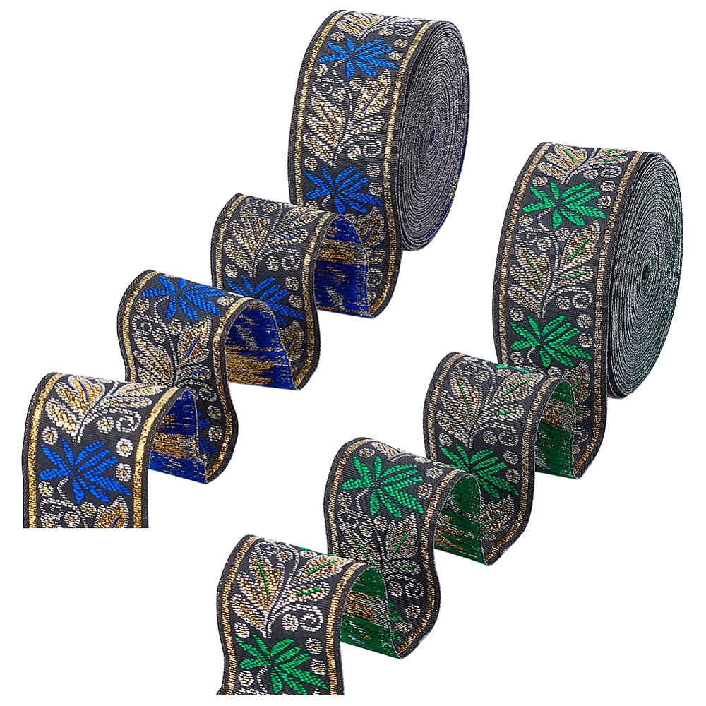 2Pcs 2 Colors Ethnic Style Embroidery Polyester Ribbons Jacquard Ribbon ...