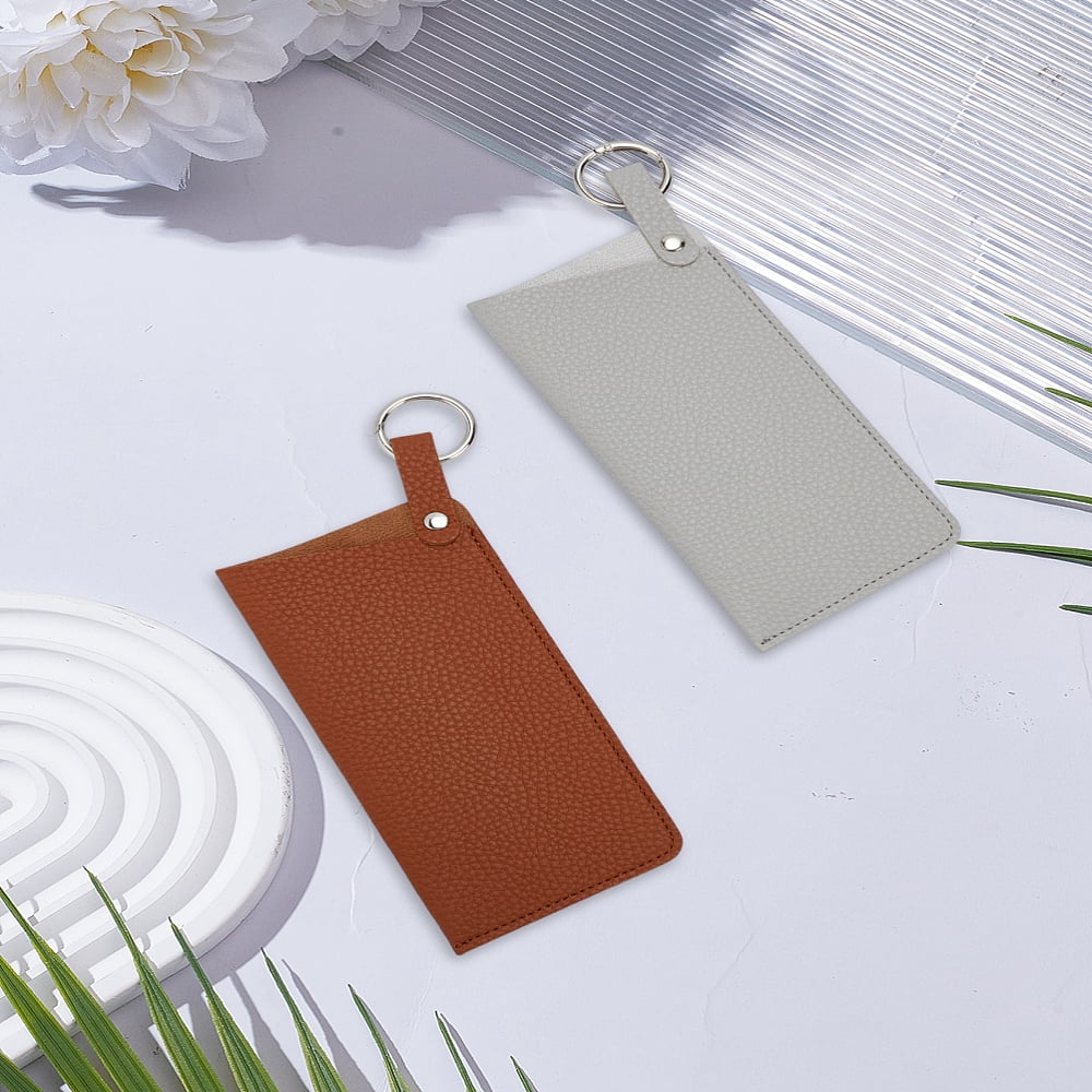 2Pcs 2 Colors Imitation Leather Eyeglass Cases Rectangle with Metal ...