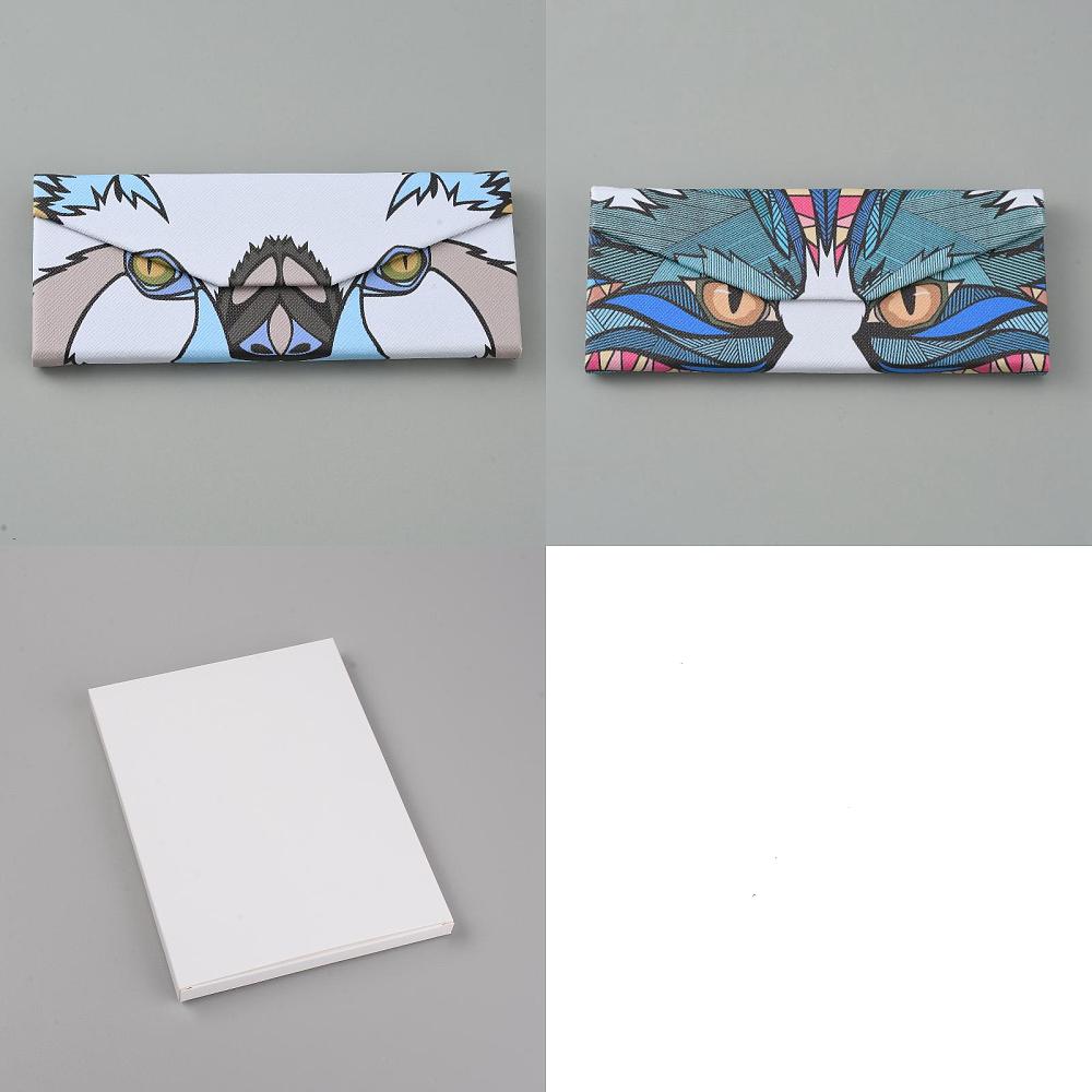 2Pcs 2 Colors PVC Owl Pattern Glasses Case Magnetic Triangle Folding ...
