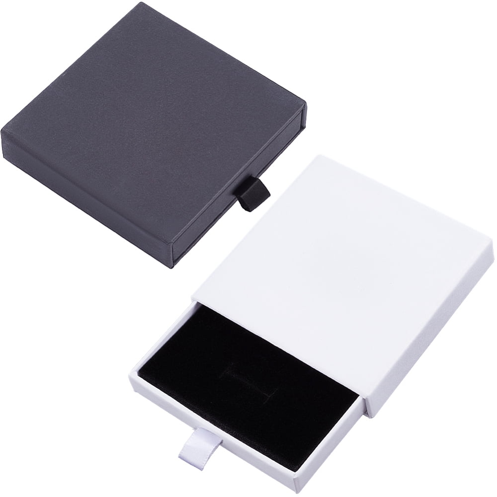 2Pcs 2 Colors Paper Drawer Boxes with Black Sponge Inside for Bracelets ...