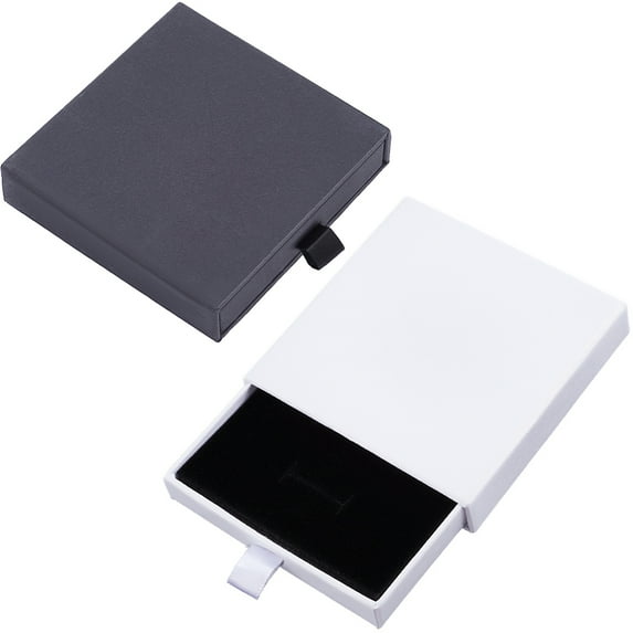 2Pcs 2 Colors Paper Drawer Boxes with Black Sponge Inside for Bracelets ...