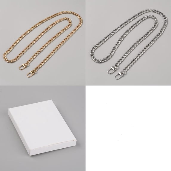 2Pcs 2 Colors Purse Chains Alloy Iron Curb Chain Bag Strap with Swivel ...