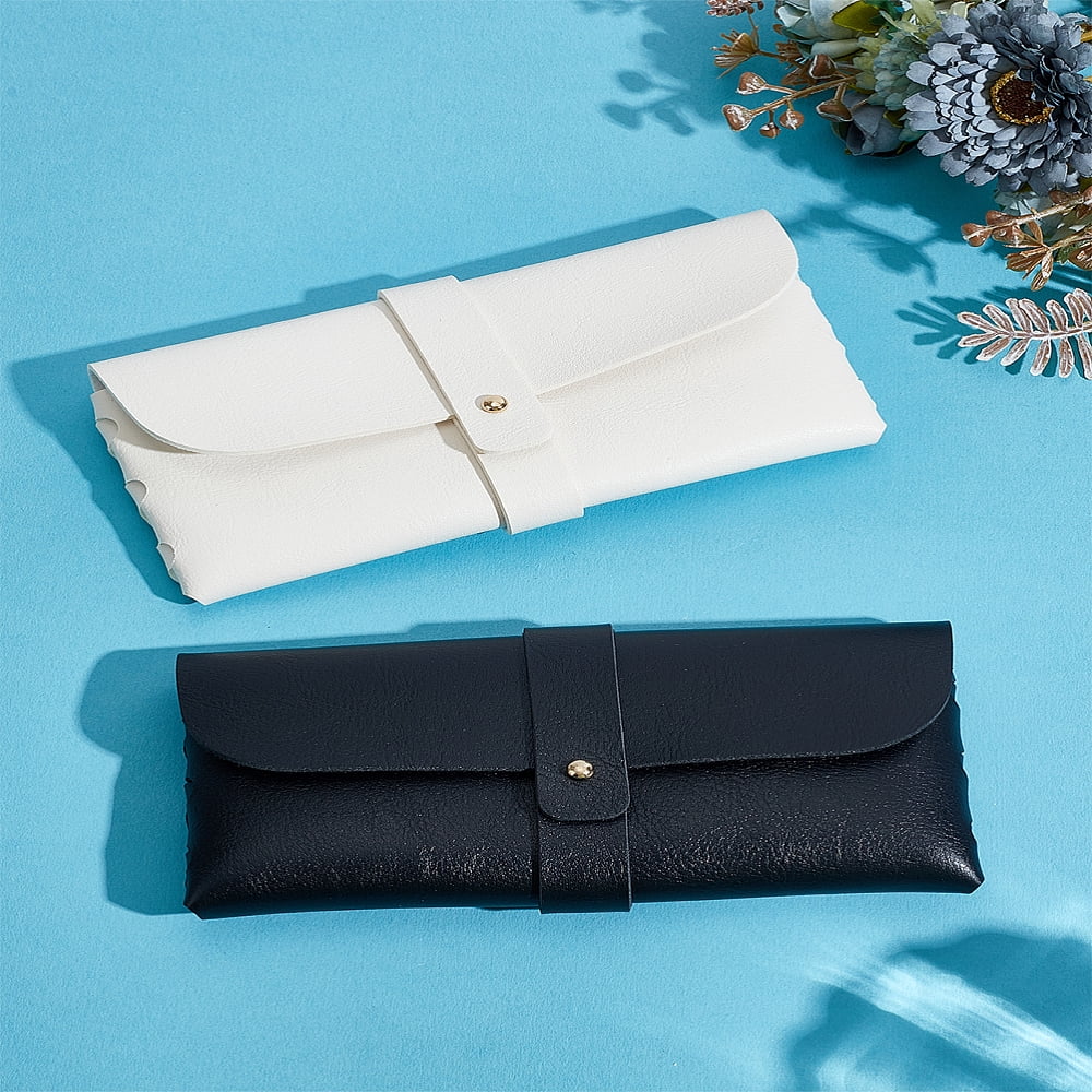2Pcs 2 Colors Rectangle Shape PVC Leather Eyeglass Cases Portable ...
